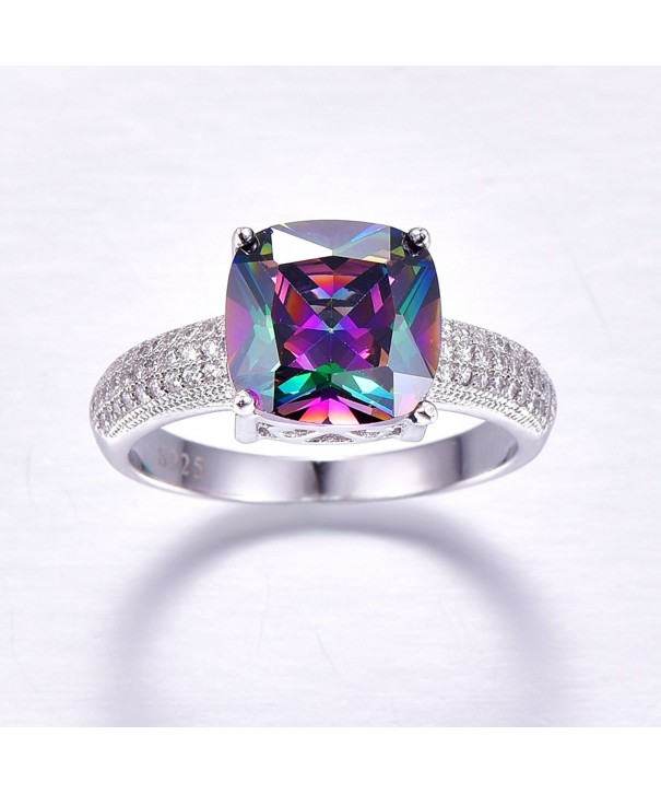 Womens 7 3 Cttw Cushion Cut Created Mystic Rainbow Fire Topaz 925